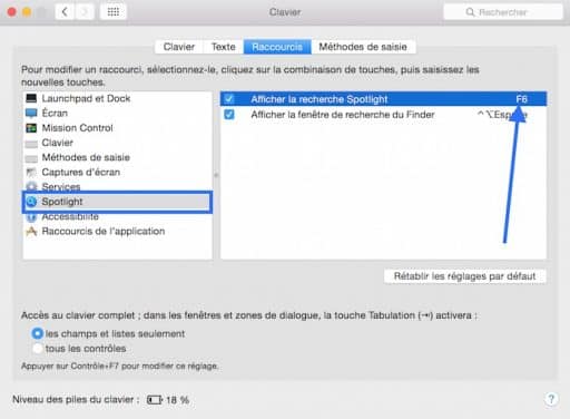 Raccourci clavier F5 et F6 sur Mac