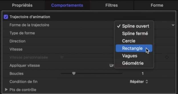 Tuto Motion : Le comportement Trajectoire d'animation